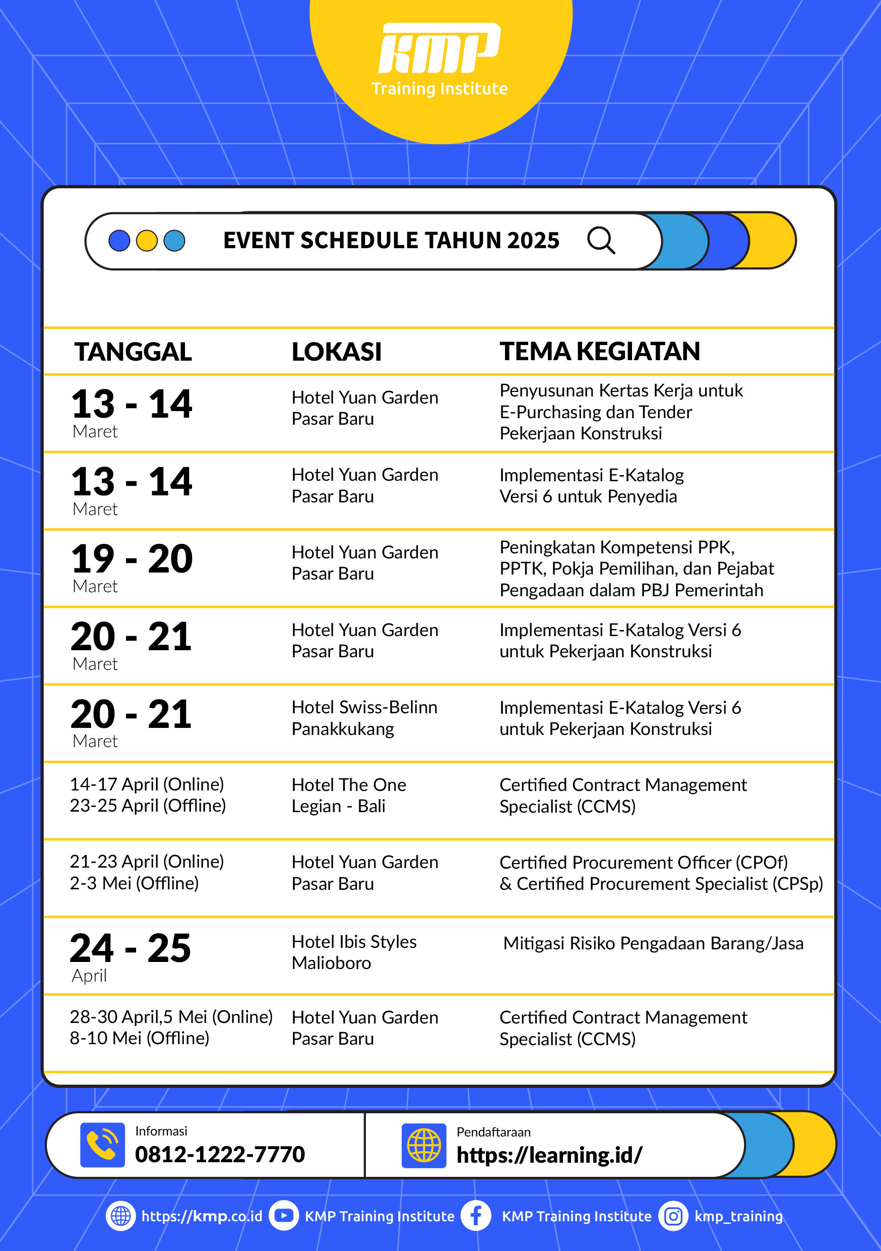 Kalender 2025 | KMP Training Institute